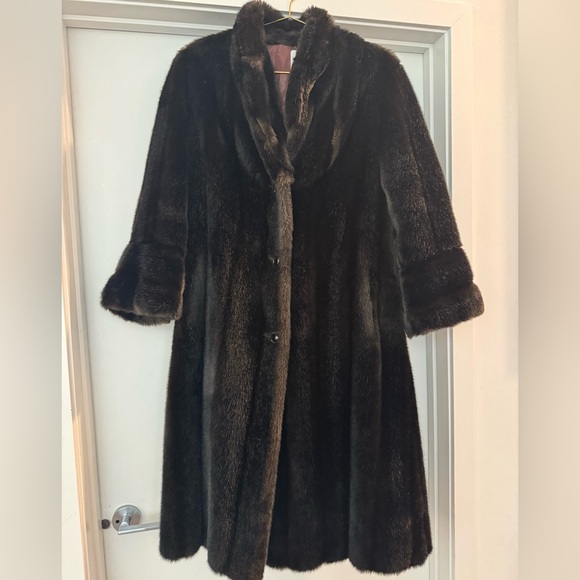 Jackets & Coats | Vintage Dark Brown Faux Fur Coat With Union Label ...